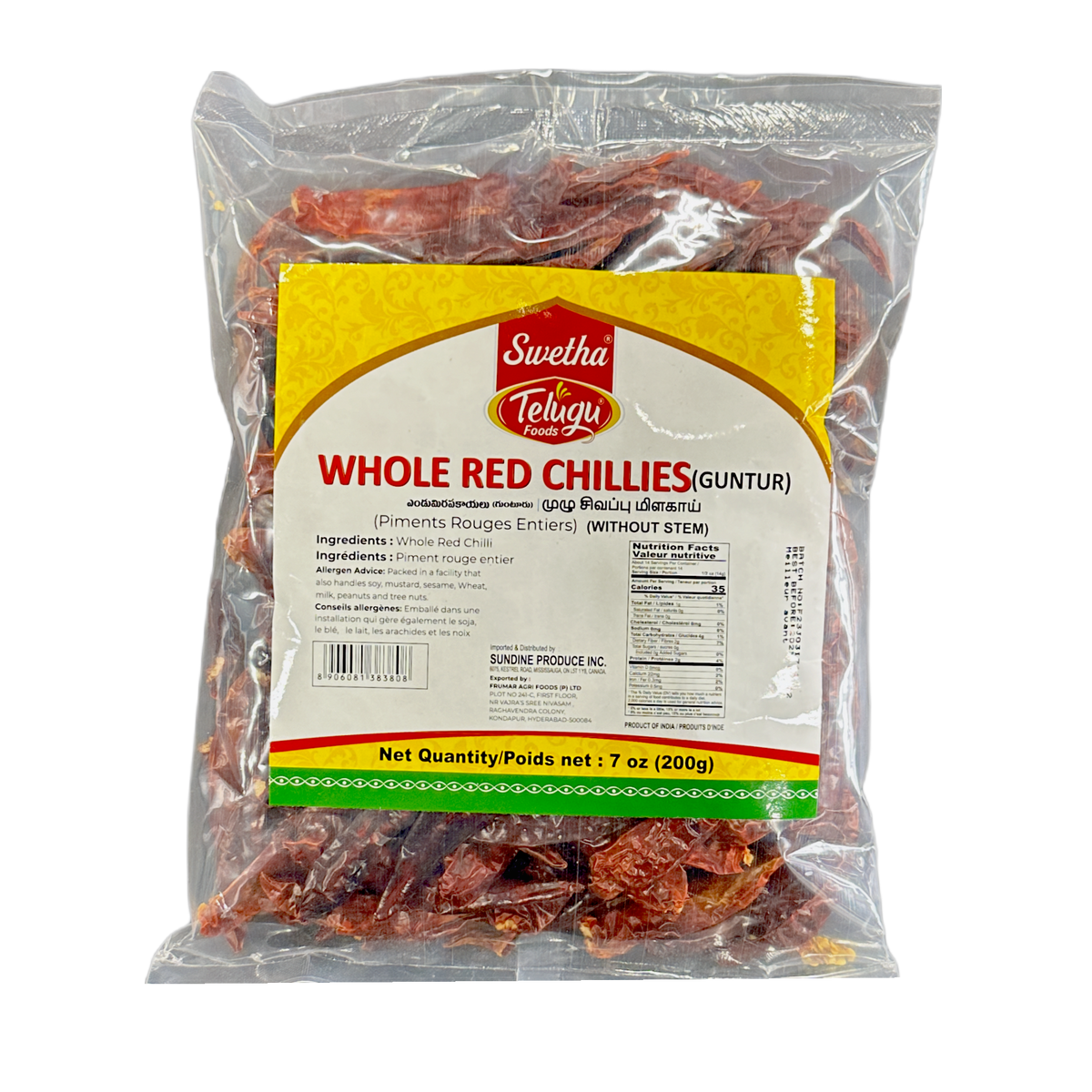 Telugu Foods Whole Red Chillies 200g — Spice Divine