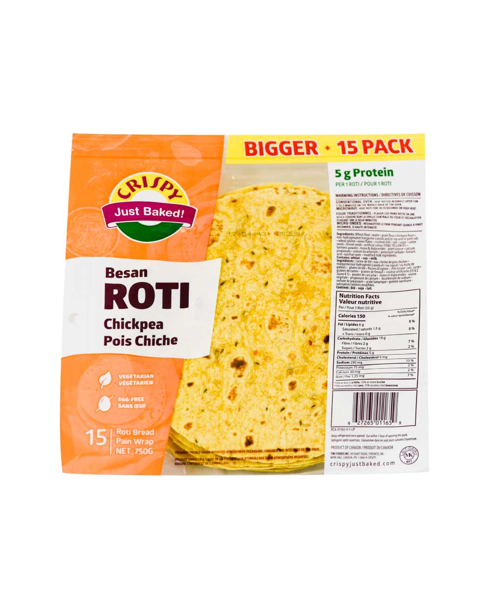 Crispy Besan(Chickpea) Roti (15 pcs) 750g — Spice Divine